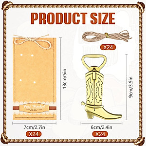 24 Pcs Cowboy Boot Bottle Openers Wedding Party Favors Metal Stainless Steel Bottle Openers with Exquisite Packaging for Wedding Birthday Anniversary, Gold