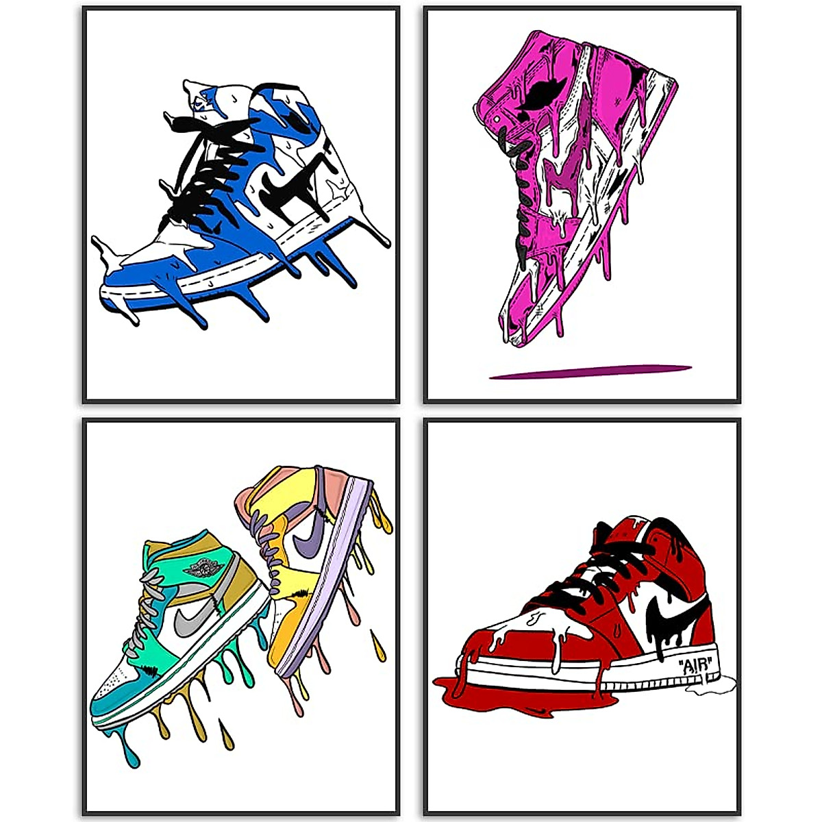 Nilem Design Sneaker Poster Hypebeast Room Decor Shoes Prints Set of 4 Unframed (8''x10'') Sneakerhead Poster Aesthetic Cool Poster for Teen Boys Guys Men Room Dorm Bedroom Wall Art Decor
