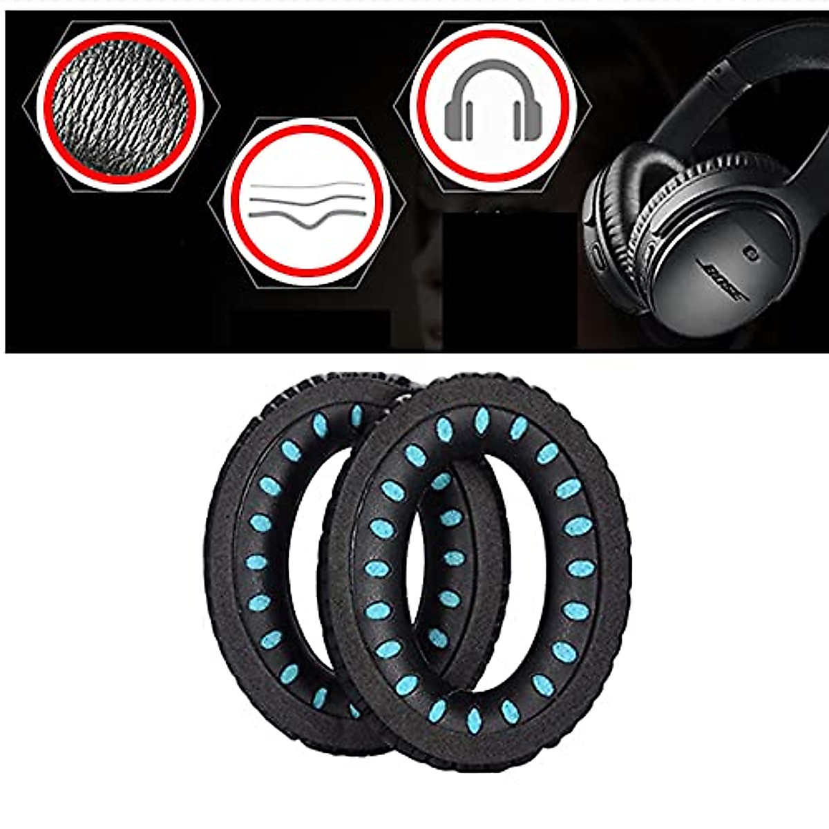 Replacement QC15 Earpads Compatible with Bose QuietComfort15 QC15 QC25 QC2 AE2 SoundTrue SoundLink Around-Ear Headphones (1 Pair)