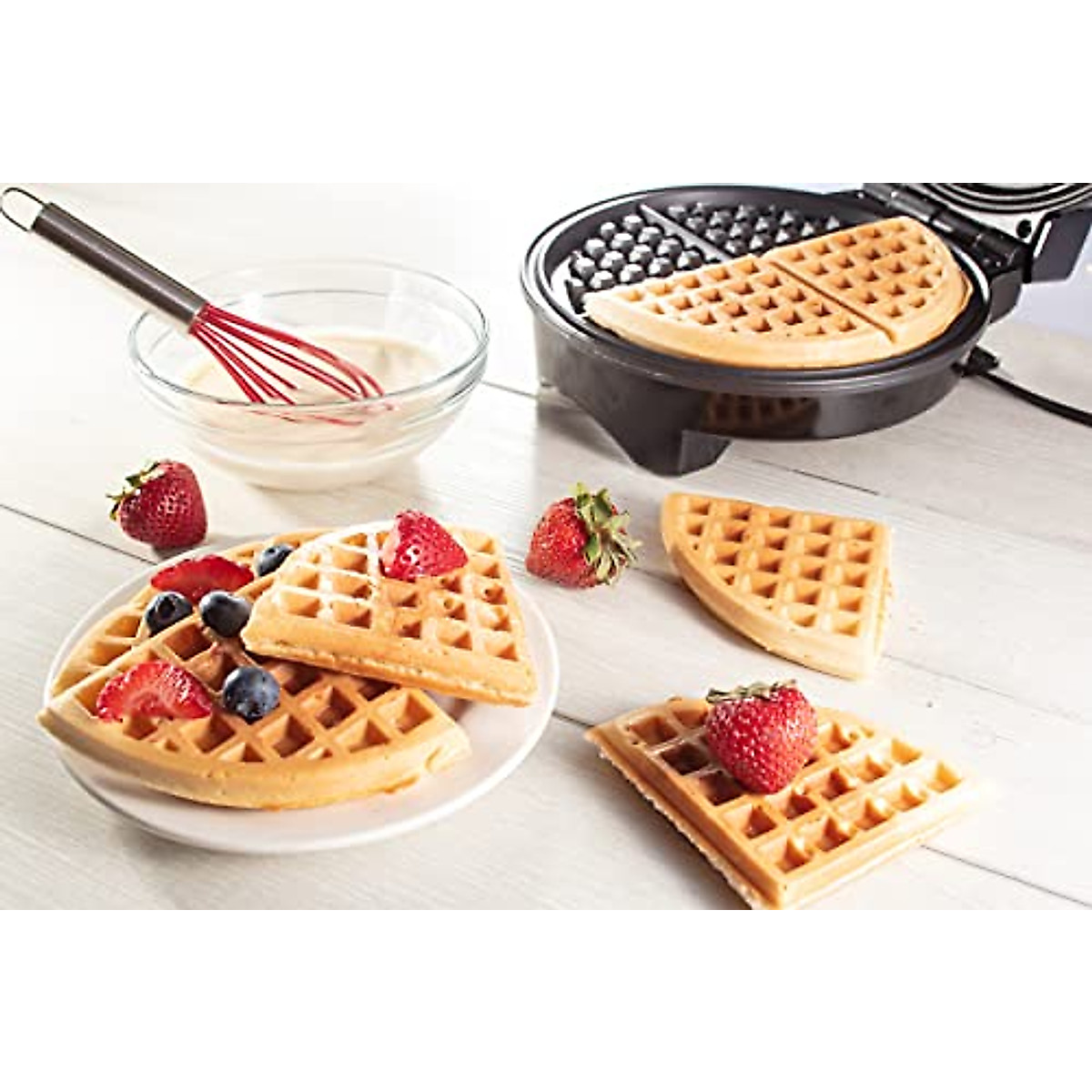 Waffle Maker by Cucina Pro - Non-Stick Waffler Iron with Adjustable Browning Control, Griddle Makes 7 Inch Thin, American Style Waffles for Breakfast, Great for Holiday Breakfast or Gift