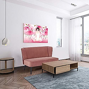 GIA Furniture Home Series Mid-Century Modern Armless Fabric Loveseat with Sleek Back, Love Seat, Pink