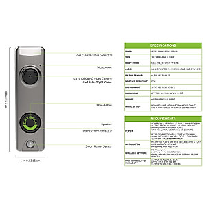 Skybell Trim II Pro Silver Wi-Fi Video Doorbell Camera Bundled with 4 inch Warning Sticker