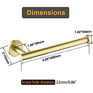 Hand Towel Holder for Bathroom, Brushed Gold Hand Towel Bar, SUS304 Stainless Steel Hand Towel Hanger, Wall Mounted Small Hand Towel Ring, 9 Inch Round Heavy Duty Towel Rack for Bathroom, Kitche