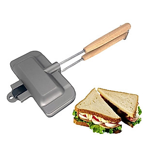 Mini Sandwich Maker,Pie Maker, Hot Dog Toaster With Detachable Handles Campfire Cooking Equipment Pie Irons for Camping Cast Iron Mountain Pie Maker