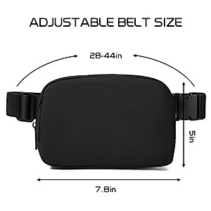 Belt Bag for Women Fanny Pack Crossbody Bags for Women Fashion Waist Packs with Adjustable Strap Gifts for Teenage Girls Women Men (Black)