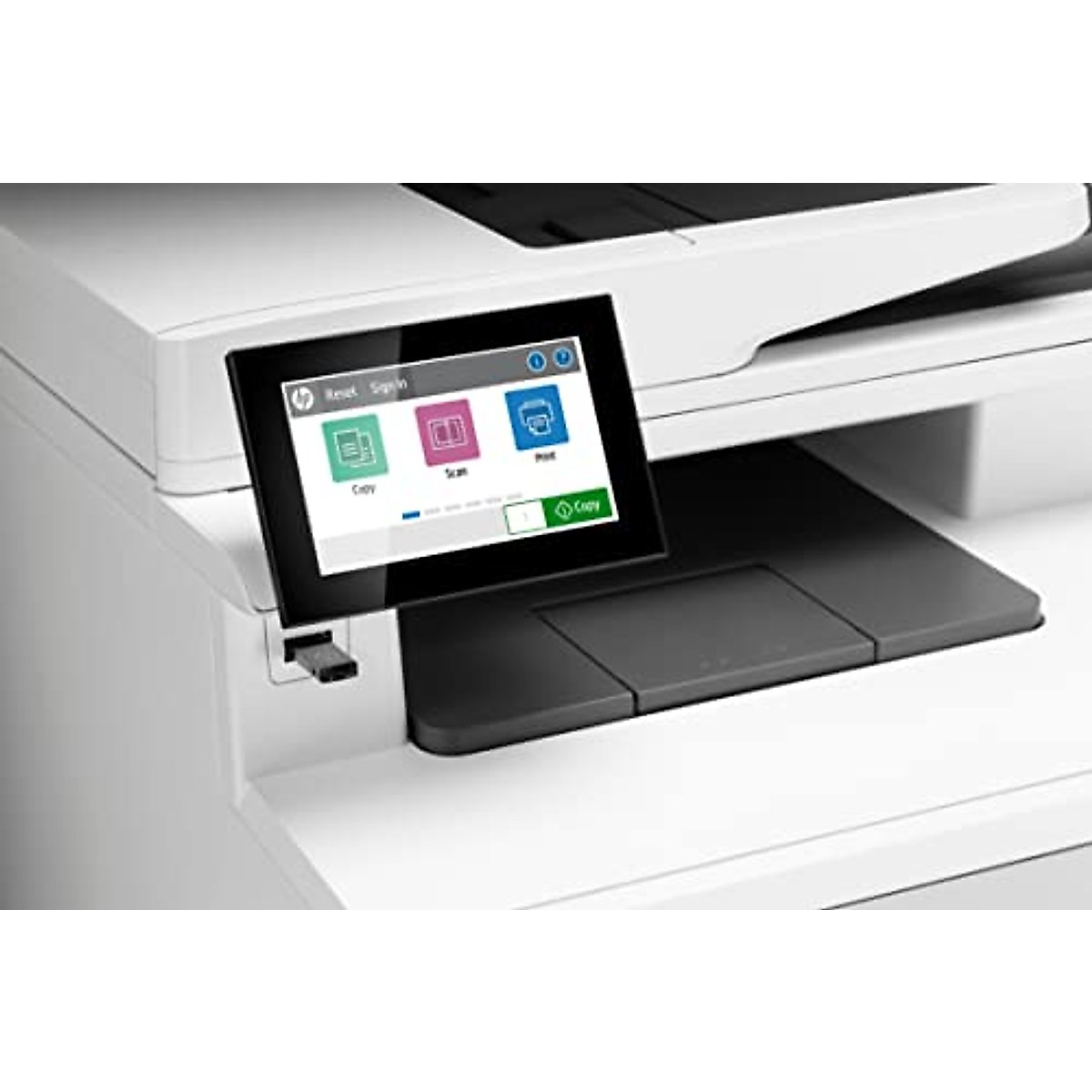 HP Laserjet Enterprise MFP M480f All-in-One Wired Color Laser Printer, White - Print Scan Copy Fax - 4.3" Touchscreen, 29 ppm, Auto Duplex Printing, 50-Sheet ADF, Ethernet, Cbmou External Webcam
