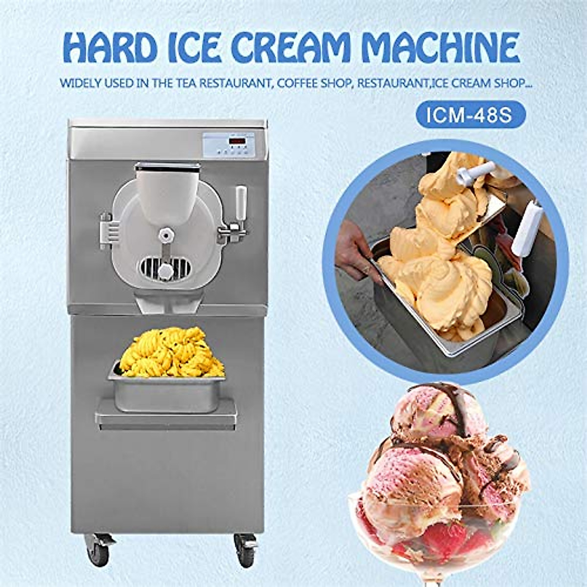 Kolice Commercial Bravo Italy Gelato Hard Ice Cream Machine, Italian Water Ice Machine, Street Food Machine- ETL Certificate, High Production: 23-27gallon/hour