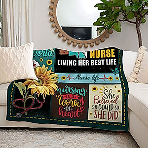 MUCHNEE Nurse Blanket Gift for Women Daughter, Nurse Throw Blanket, Nurse Gifts for Nurses Day, Birthday RN Gifts for New Nurses Nursing Students, Nurse Graduation Gifts, Nurse Practitioner Gifts