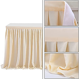 Leegleri 6 ft Ivory White Polyester Pleated Table Skirt for Rectangle Table,Ruffle Tutu Table Cloth for Baby Shower Wedding,Birthday Party,Gender Reveal,Dessert Cake Tables