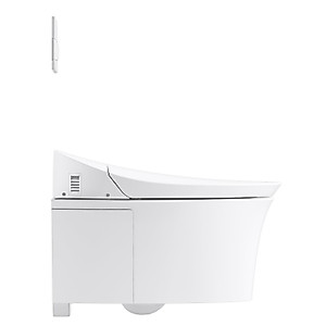 KOHLER 5402-0 Veil Smart Toilet with Auto Open & Close, One-Piece Wall-Hung Elongated Intelligent Bidet Toilet with Heated Seat and Dual-Flush, White