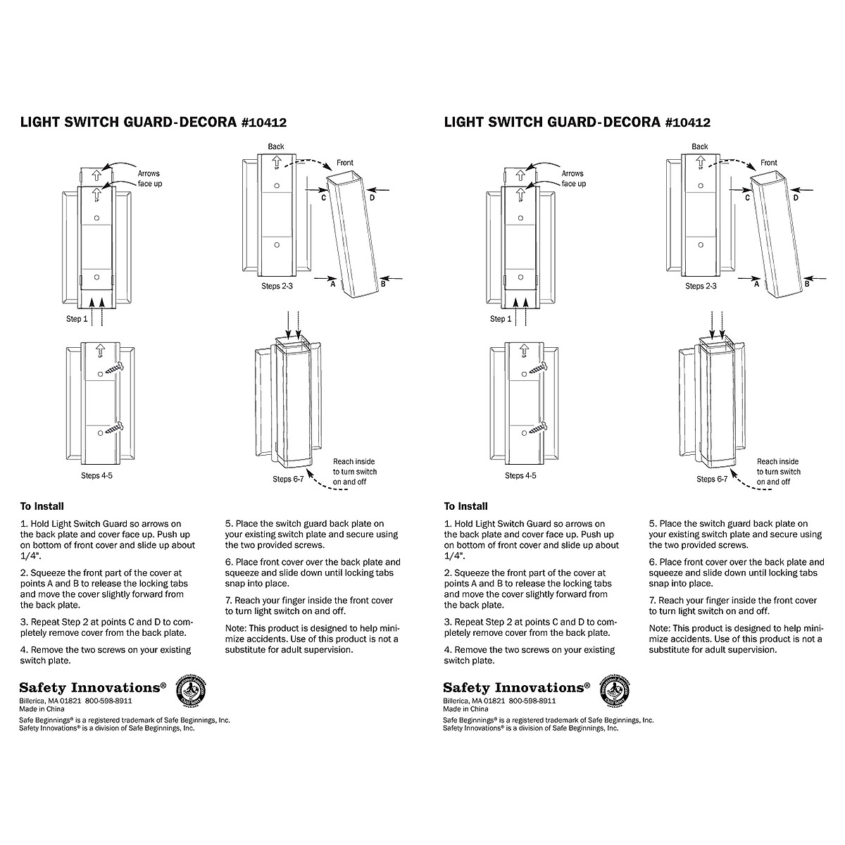 Child Proof Light Switch Guard -For Decora (Rocker) Style Switches