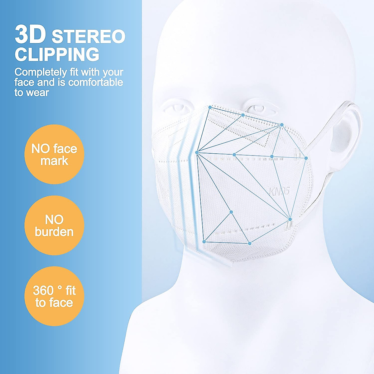 KN95 Face Mask 30pcs Disposable Face Masks Individual Packed Safety 5 Layers Breathable Cup Dust Masks Filtration>95% for Adults Men Women(White)