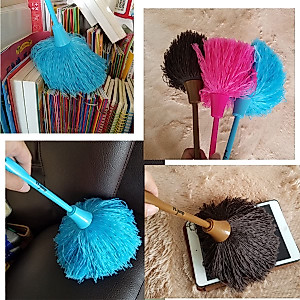 M-jump 3 Pack Microfiber Delicate Duster,Comfortable Non Slip Handle, 3 Colour Washable Dusting Brush for Blinds Kitchen Keyboard Office