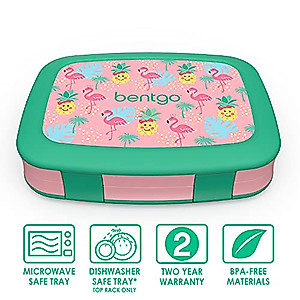Bentgo Prints Insulated Lunch Bag Set With Kids Bento-Style Lunch Box and 4 Reusable Ice Packs (Tropical)