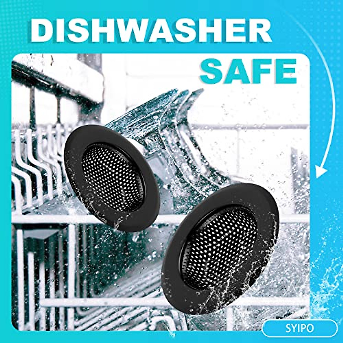 Sink Drain Strainer, 2 PCS Kitchen Sink Strainer - Upgraded Large Wide Rim 4.5" Diameter Stainless Sink Strainers for Kitchen Sinks, Suitable for Most Sink Drains, Anti Clogging - Regular Black