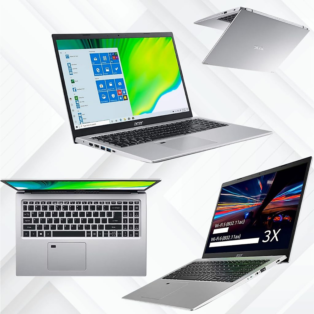 acer Aspire 5 A515 Laptop, 15.6" FHD Display, Intel Core i5-1135G7, NVIDIA GeForce MX450, 16GB RAM, 512GB SSD, Webcam, Backlit KB, HDMI, RJ-45, Wi-Fi 6, Windows 11 Home, Silver