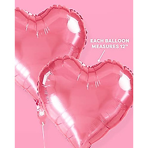 xo, Fetti Pink Heart Foil Balloon Set - 4 pc | Birthday Decorations, Bachelorette Backdrop, Valentine's Day Baby Shower, Vday, Wedding Photo Booth