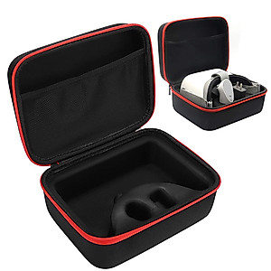 Hopcd VR Gaming Headset Carrying Case Nylon Hard Travel Case for Oculus Go VR Headset Protective/Collection Bag, with A Pocket for VR Controller(Black Red)