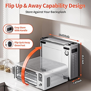 Beelicous Pro 19QT Digital 8-in-1 Air Fryer Toaster Oven, 550°F Flavor-Lock Tech, Flip Up & Away Capability, 40+ Recipes, Airfryer Countertop Oven Combo, 4 Accessories, Fit 13" Pizza, Stainless Steel