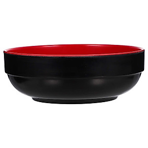 Hemoton Ramen Soup Bowls Japanese Style Wonton Dumpling Noodle Black Red Melamine Bowl Food Serving Container Bowl for Home Kitchen