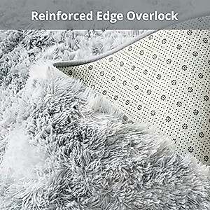 ROCYJULIN Area Rugs 5x7 for Bedroom, Thickened Fluffy 5x7 Area Rugs for Living Room, Ultra Soft Non-Slip Large Shag Fuzzy Rug for Nursery, Kids, Girls, Boys, Silver Grey