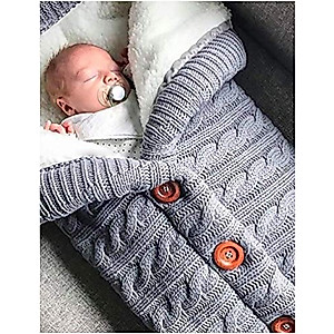 XMWEALTHY Unisex Infant Swaddle Blankets Soft Thick Fleece Knit Baby Girls Boys Stroller Wraps Baby Accessory Grey