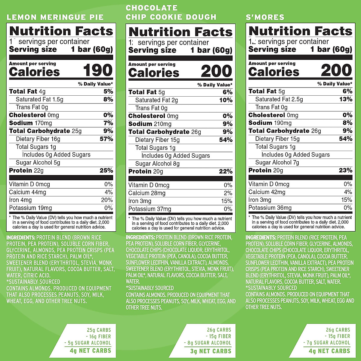 No Cow High Protein Bars, Top Flavors Pack, 20g Plus Plant Based Vegan, Keto Friendly, Low Sugar, Low Carb, Low Calorie, Gluten Free, Dairy Free, Non GMO, Kosher, 12 Pack