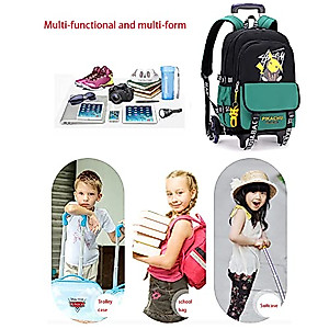 CUSALBOY Anime School Bags student Oxford Cloth Vacation Backpack Travel Bag Luggage Trolley Case with Six Wheels Laptop backpack (green1)