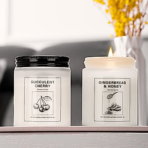 Gingerbread and Black Cherry Scented Candles Set, 2 Pack 7.2 oz Soy Candles for Home Scented, Aromatherapy Candle Set with Strongly Fragrance, Gifts for Women, Mom, Valentines Day Gifts