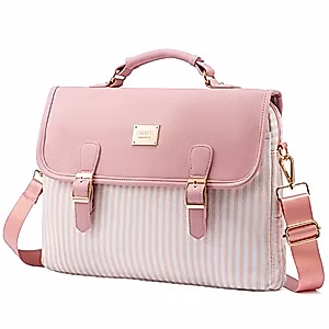 LOVEVOOK Computer Bag Laptop Bag for Women Cute Laptop Messenger Bag for Work College,Pink Stripes
