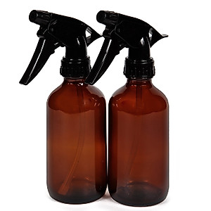 Vivaplex, 2, Large, 8 oz, Empty, Amber Glass Spray Bottles with Black Trigger Sprayers