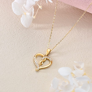 Ayafee Infinity Love Heart Pendant Necklace for Women 14K Solid Gold Heart Necklace with Moissanite for Valentines Day Anniversary