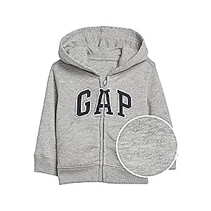 GAP baby boys Logo Zip Hoodie Sweatshirt, Light Heather Grey B08, 0-3 Months US