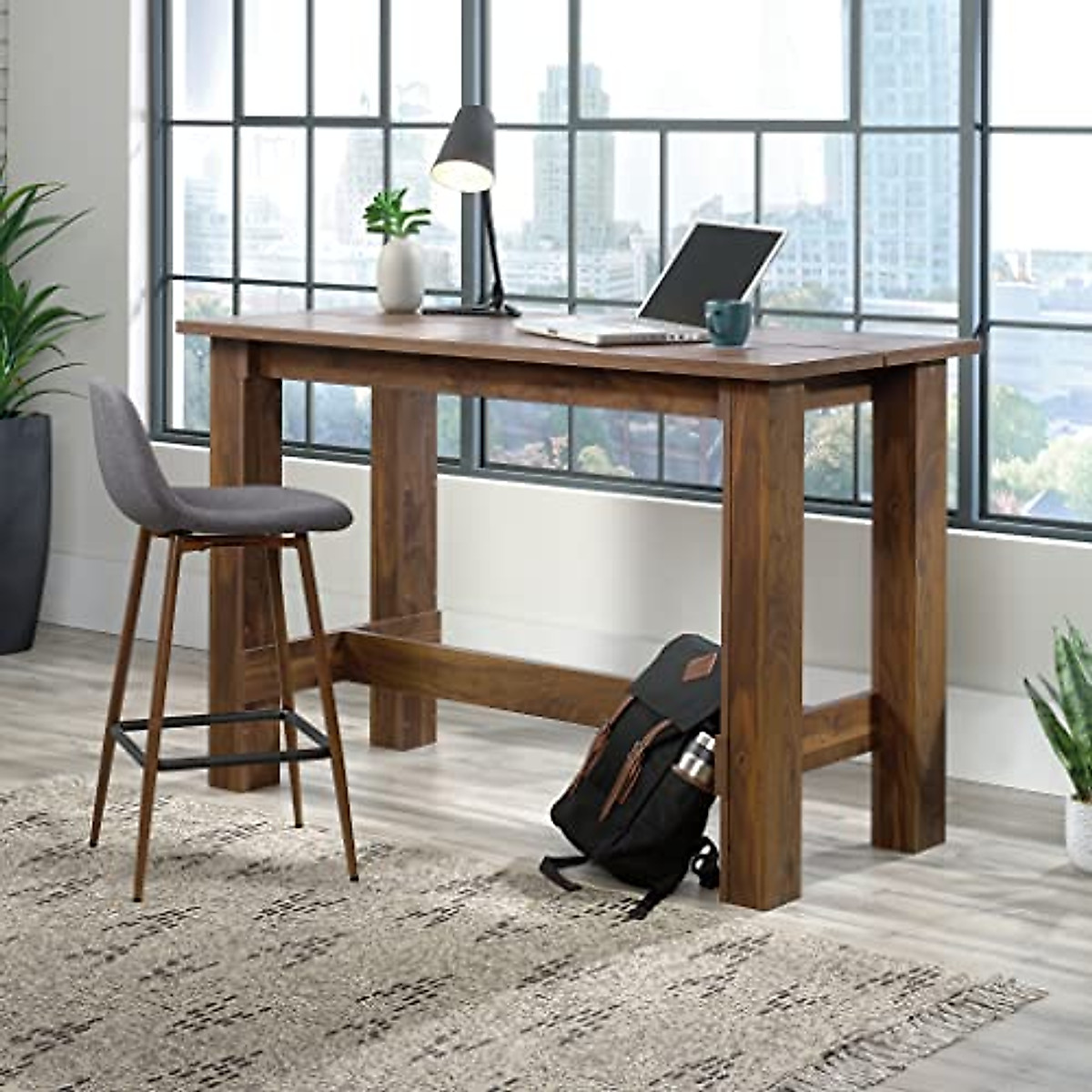 Sauder Boone Mountain Counter Height Dining Table, L: 55.12" x W: 25.59" x H: 35.39", Grand Walnut Finish