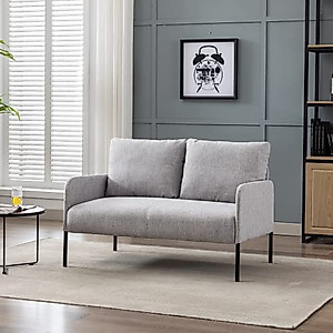 chairus Linen Loveseat Sofa Couch Modern 47.5-inch Width 2 Seater Love Seats Chair Comfy Upholstered Accent Chair for Living Room/Bedroom/Office, Grey