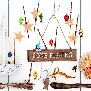 36 Pcs Fishing Birthday Party Decorations Fish Cupcake Pole Picks Fishing Themed Party Supplies Little Fisherman Tropical Appetizer Pick Cocktail Decoration for Drink Baby Shower Party Favor Kids