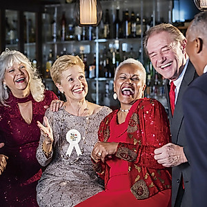 White Happy 60th Birthday Tinplate Badge Pin, White Rosette 60th Birthday Button for Women, It's My 60th Birthday Award Badge Pin, Happy 60th Birthday Party Decorations