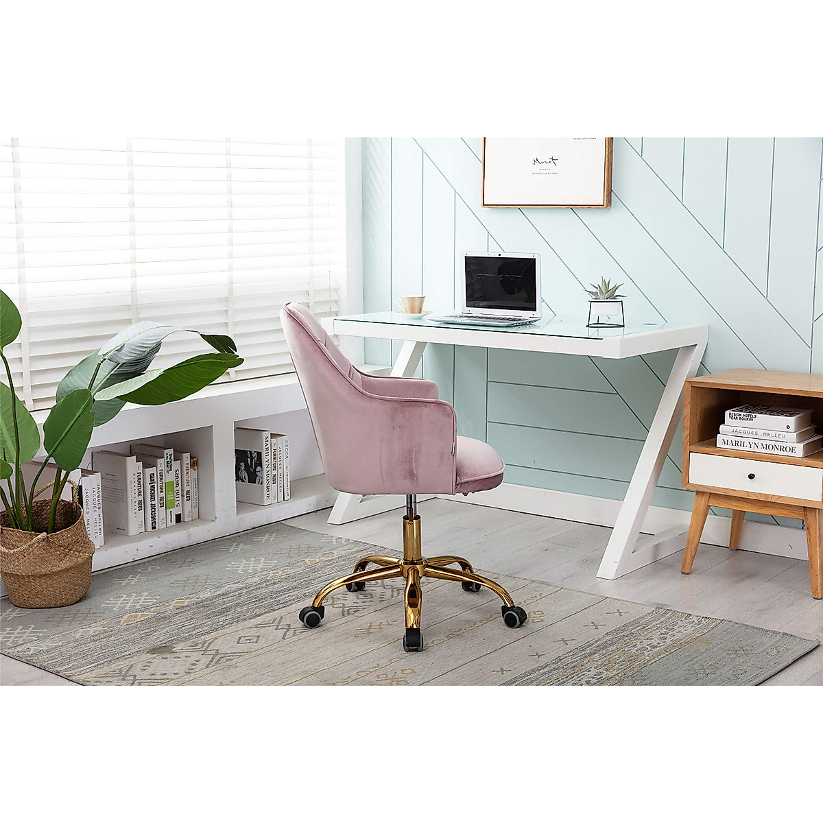 FATFISH Velvet Swivel Shell Chair for Living Room, Office, Modern Leisure Arm Chair in Pink