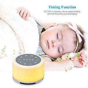White Noise Machine for Sleeping, with 24 Soothing Sounds Night Light and Timer, Rechargeable Natural Sound Machine, Portable Sleep Sound Machine for Baby, Adult, Home, Office, Sound Therapy