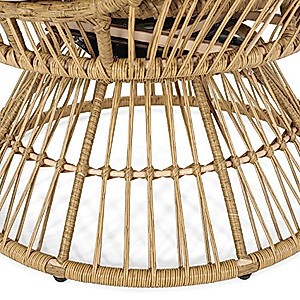 Christopher Knight Home Ellen Outdoor Wicker Swivel Egg Chair with Cushion, Light Brown, Beige