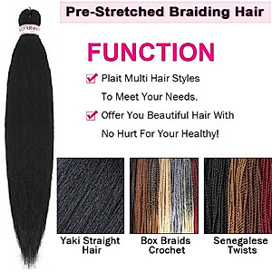 BEFUNNY Pre Stretched Braiding Hair 8 Packs 24 Inch Professional Pre Stretched Crochet Hair For Human Braiding Or Twist Natural Black Yaki Perm Straight Synthetic Hair Extension For Women(24", 1B#)