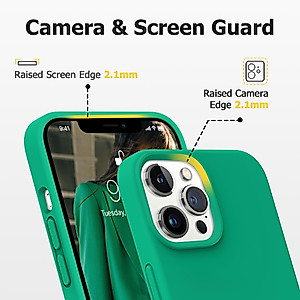 JELE Shockproof Designed for iPhone 13 Pro Max Case, Liquid Silicone Phone Case with [Soft Anti-Scratch Microfiber Lining] Military Grade Drop Protection Slim Thin Cover, 6.7 inch, Bright Green