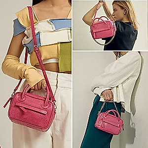 Women Shoulder Bag Handbags Small Crossbody Purse Top Handle Bag Crocodile Pattern Clutch Bag Chain Wristlet Satchel Purse, Rose