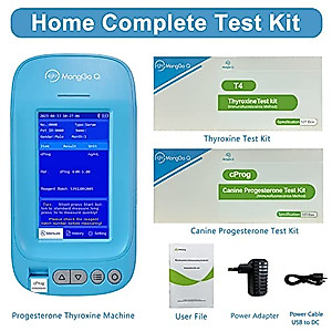 MONGGO Q Progesterone Thyroxine Machine for Dogs, 20Pcs Test Cards Includes Progesterone & Thyroxine Test, Dog Ovulation Detector Canine Ovulation Test for Cats Dogs Pregnancy Planning Mating Testing