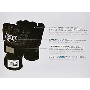 Everlast P00001249 Printed Evergel Hand Wraps Black L