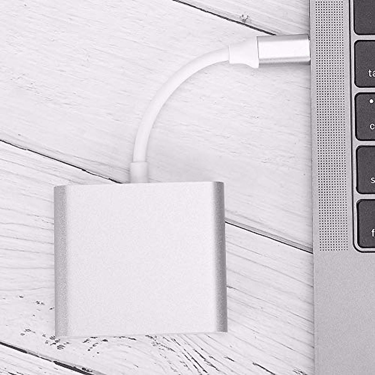 Shanrya Converter, 3 in 1 Type‑c Adapter, 1PCS Plug and Play for Education Presentations Films Exhibitions(Silver)