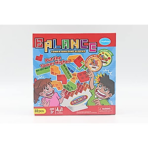 iYuePeng 32 Pcs Tetra Balance Tower Stacking Games Team Building Blocks Board Game for Kids & Adult, Drop The Pile of Tower STEM Toys for 2 Players, Family, Parties, Travel