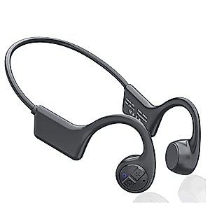 ROPASOMIC Bone Conduction Headphones, 12 Hours Playtime Bluetoeth 5.3 Headset Open Ear Wireless Earphone - IP55 Sweatproof Built-in Mic,Perfect for Running Cycling Hiking Workouts(Black)