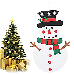 Jauarta Felt Christmas Snowman Set, DIY Wall Hanging Snowman Ornaments Xmas Gifts for Kids (White)