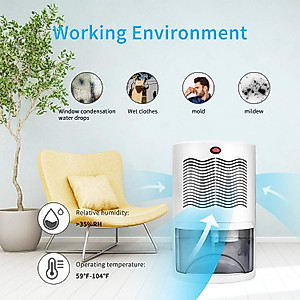 Letsport Upgraded 68oz Dehumidifier for Home, Up to 480 Sq Ft Portable Compact Electric Mini Dehumidifier with Ultra Quiet Small Dehumidification for Basement Bathroom Bedroom Kitchen Closet RV…